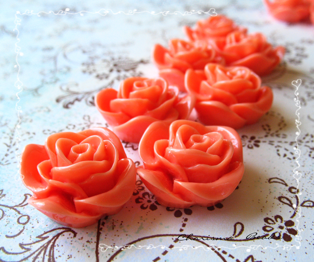 24 Resin Roses Cabochons Flower Accessory 22x22x12mm on Luulla